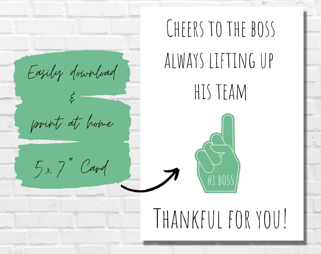 Cheers to the Boss Always Lifting up His Team 5x7 Inch Instant Download ...