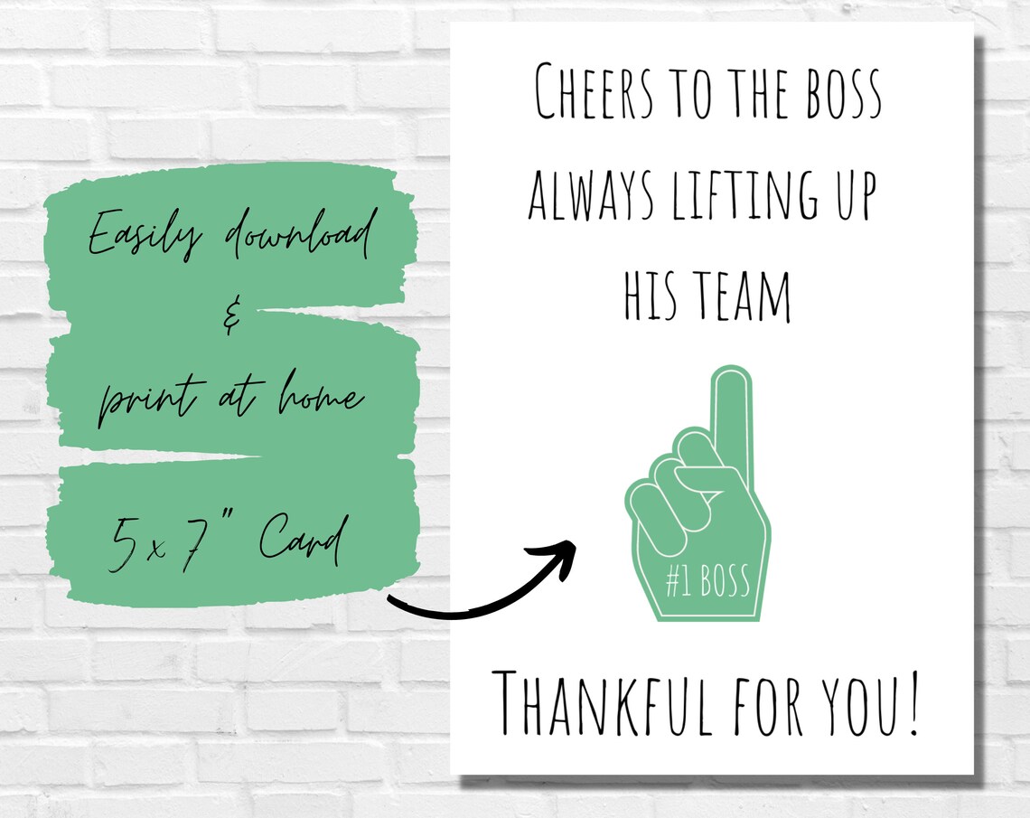 Cheers to the Boss Always Lifting up His Team 5x7 Inch Instant Download ...