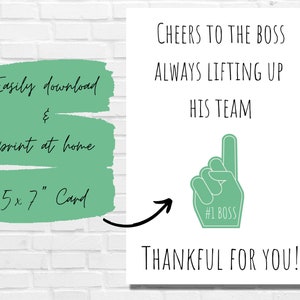 Cheers to the Boss Always Lifting up His Team 5x7 Inch Instant Download ...