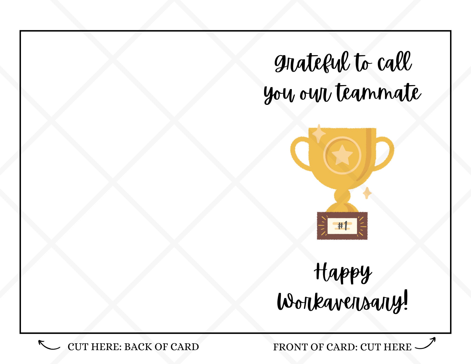 Grateful to Call You Our Teammate, Happy Workaversary 5x7 in Card ...
