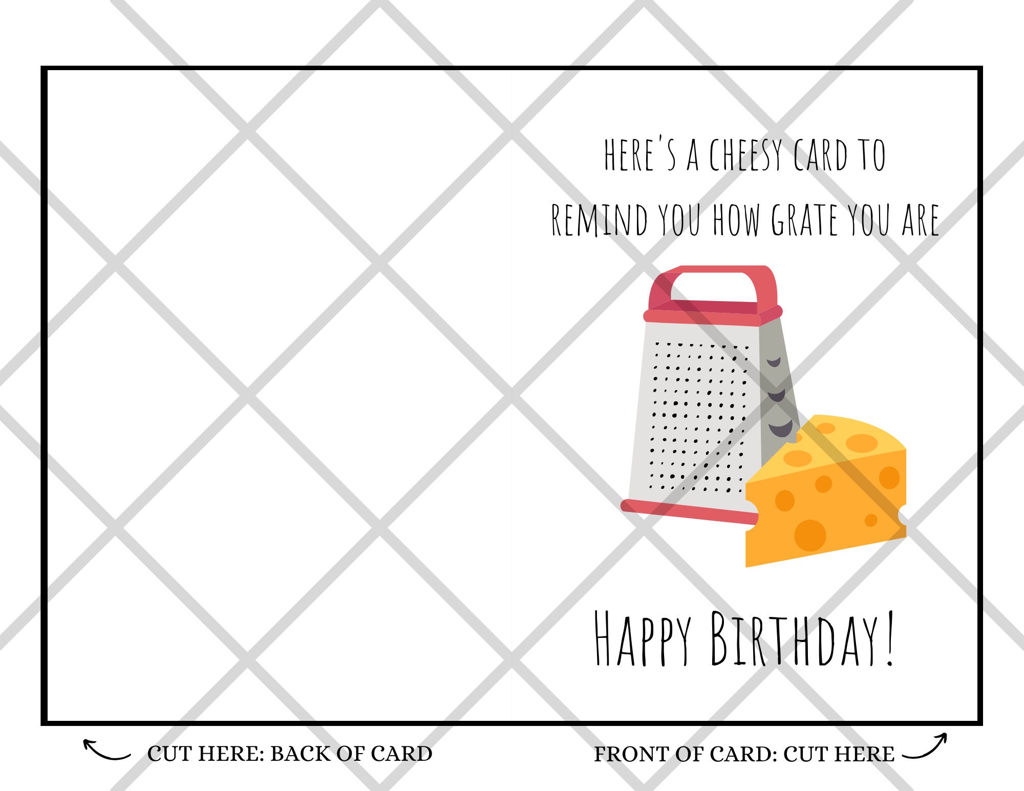 Happy Birthday Cheesy Card, 5x7 Inch Digital Download Printable, You ...