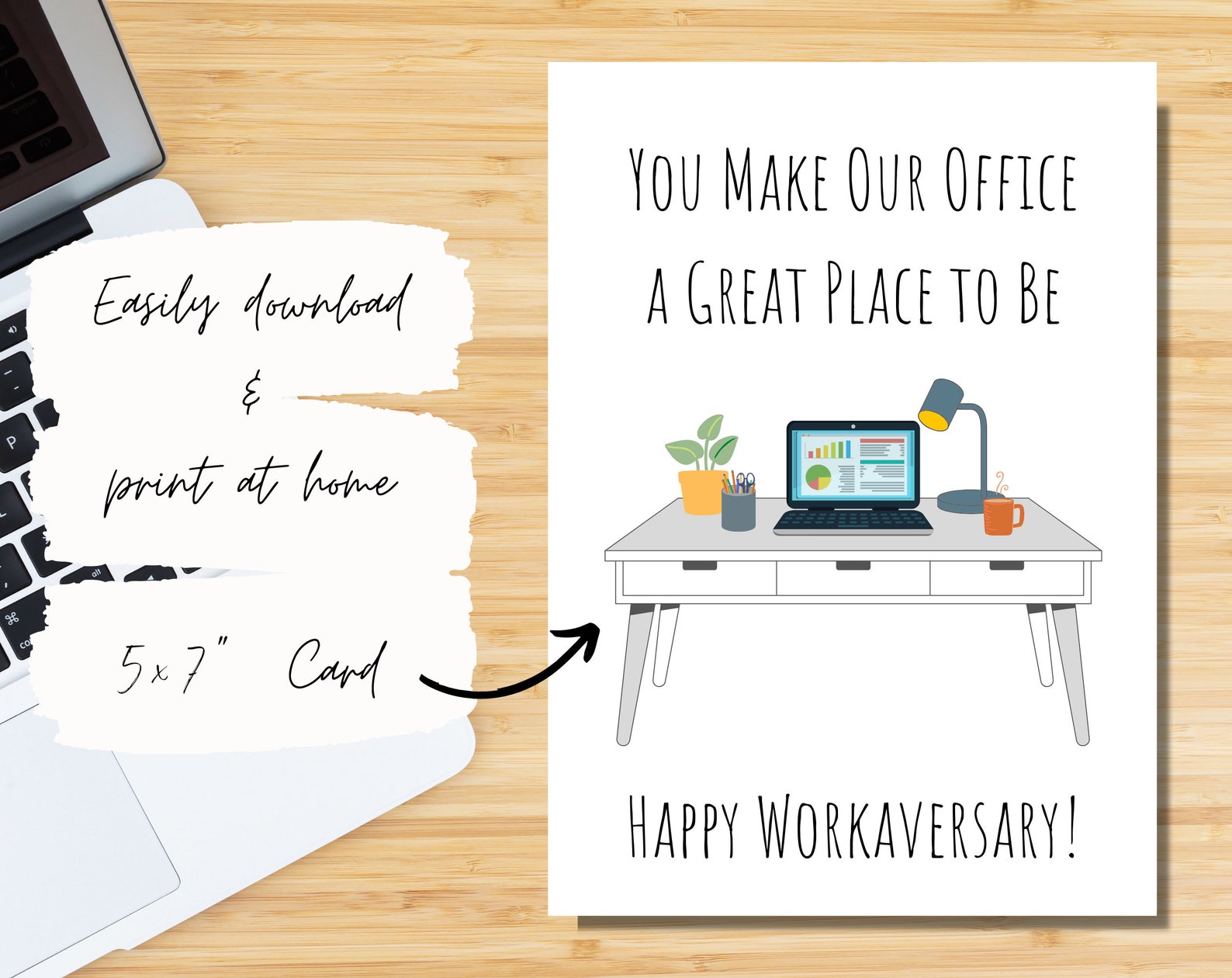 Happy Workaversary, Coworker Office, 5x7 in Digital Download Print ...