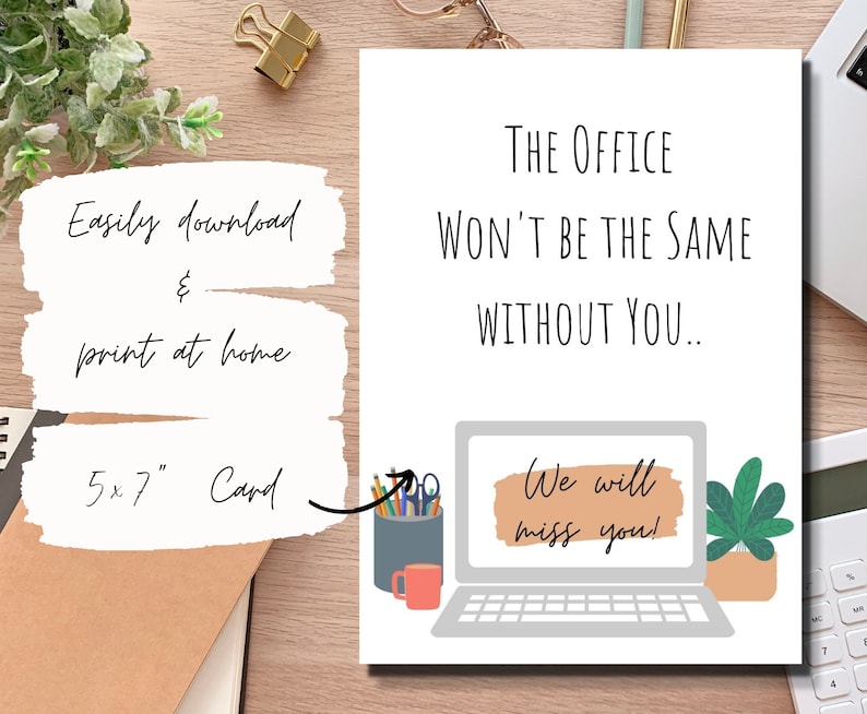 Office Coworker- We Will Miss You Note, Going Away Card, Digital ...