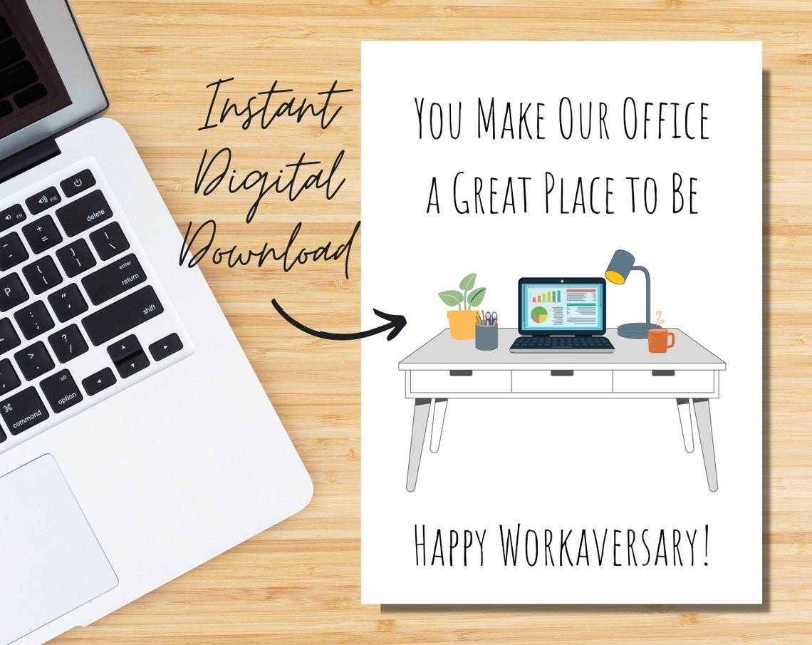 Happy Workaversary, Coworker Office, 5x7 in Digital Download Print ...