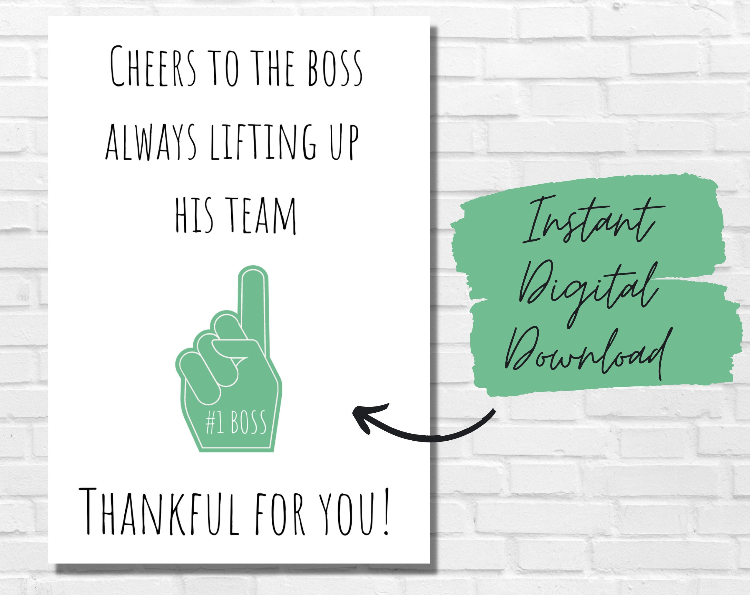 Cheers to the Boss Always Lifting up His Team 5x7 Inch Instant Download ...
