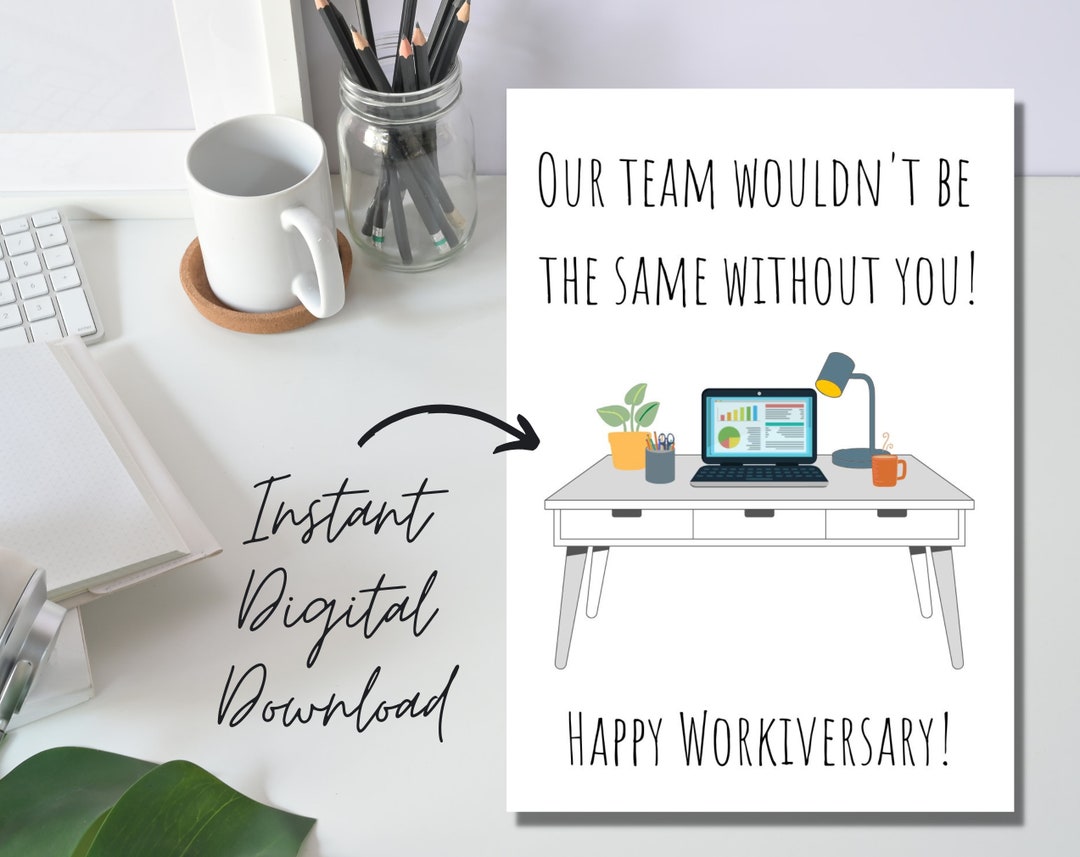 Happy Workiversary, Coworker Office Card, 5x7 Inch Digital Download ...