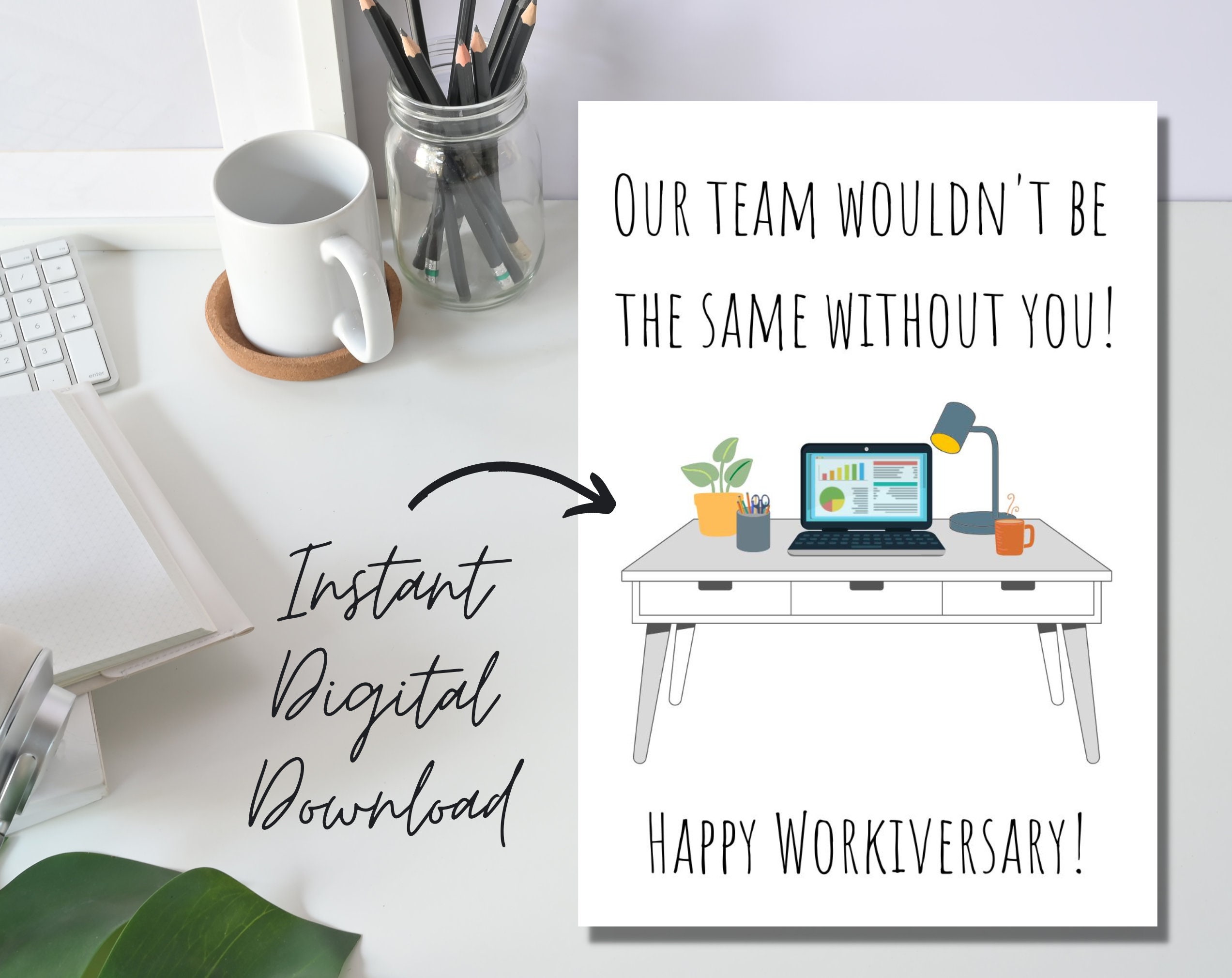 Happy Workiversary, Coworker Office Card, 5x7 Inch Digital Download ...