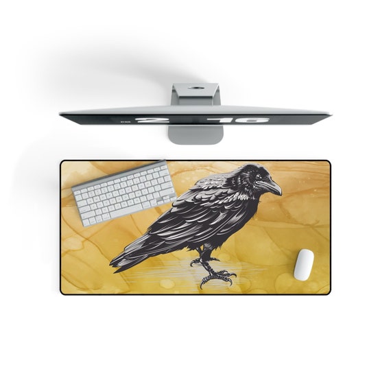 Gothic Desk Mat Yellow Raven Desk Mat Crow Desk Mat XL Witch - Etsy