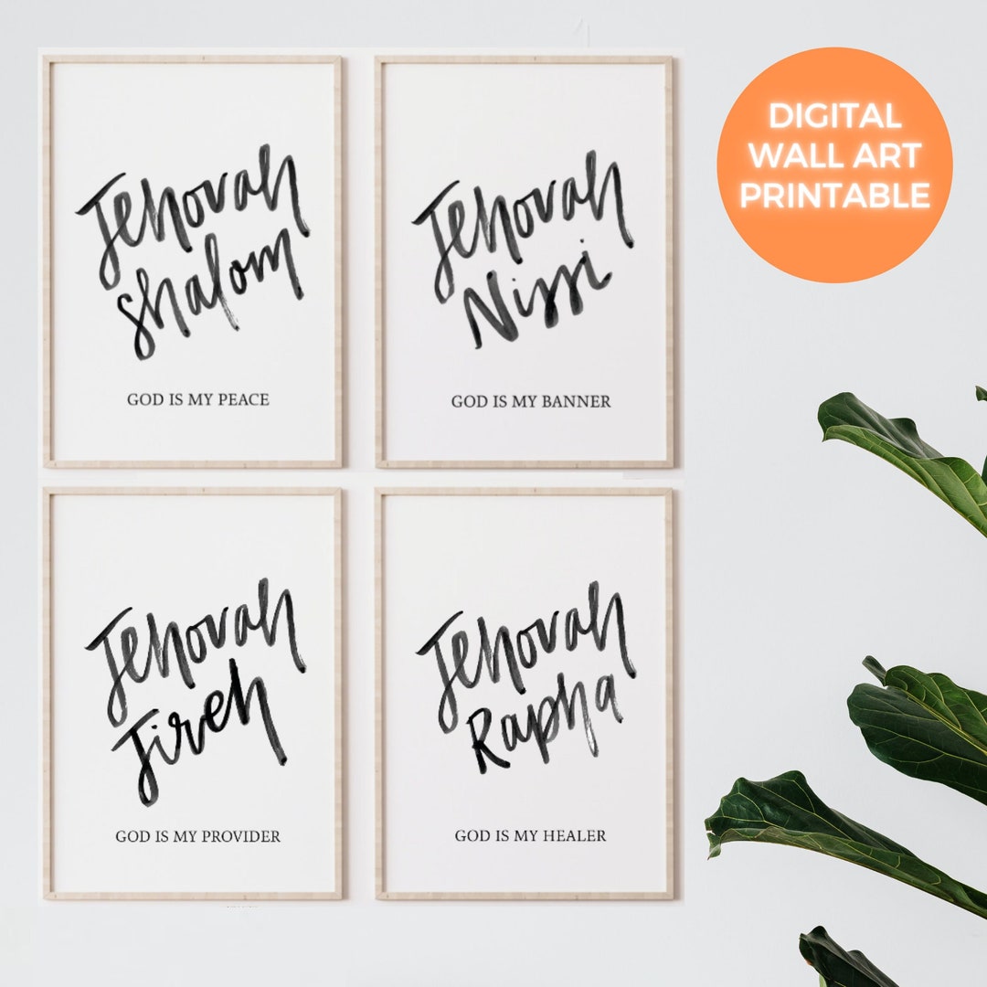 The names of God Wall Art Printable all 4 Included, Christian Office ...
