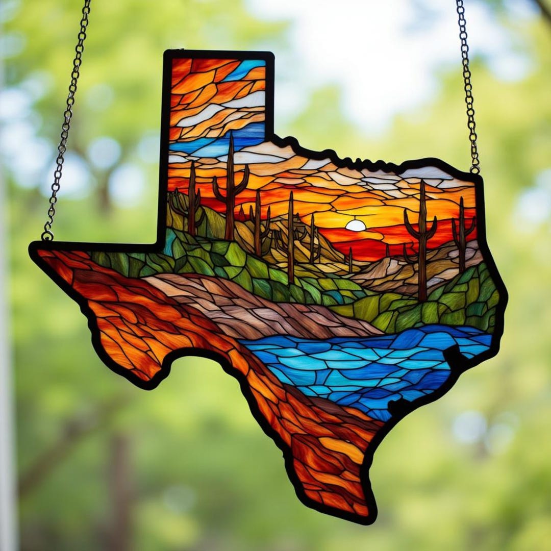 Texas Suncatcher, Texas Map Window Hanging, Northern Mockingbird and ...
