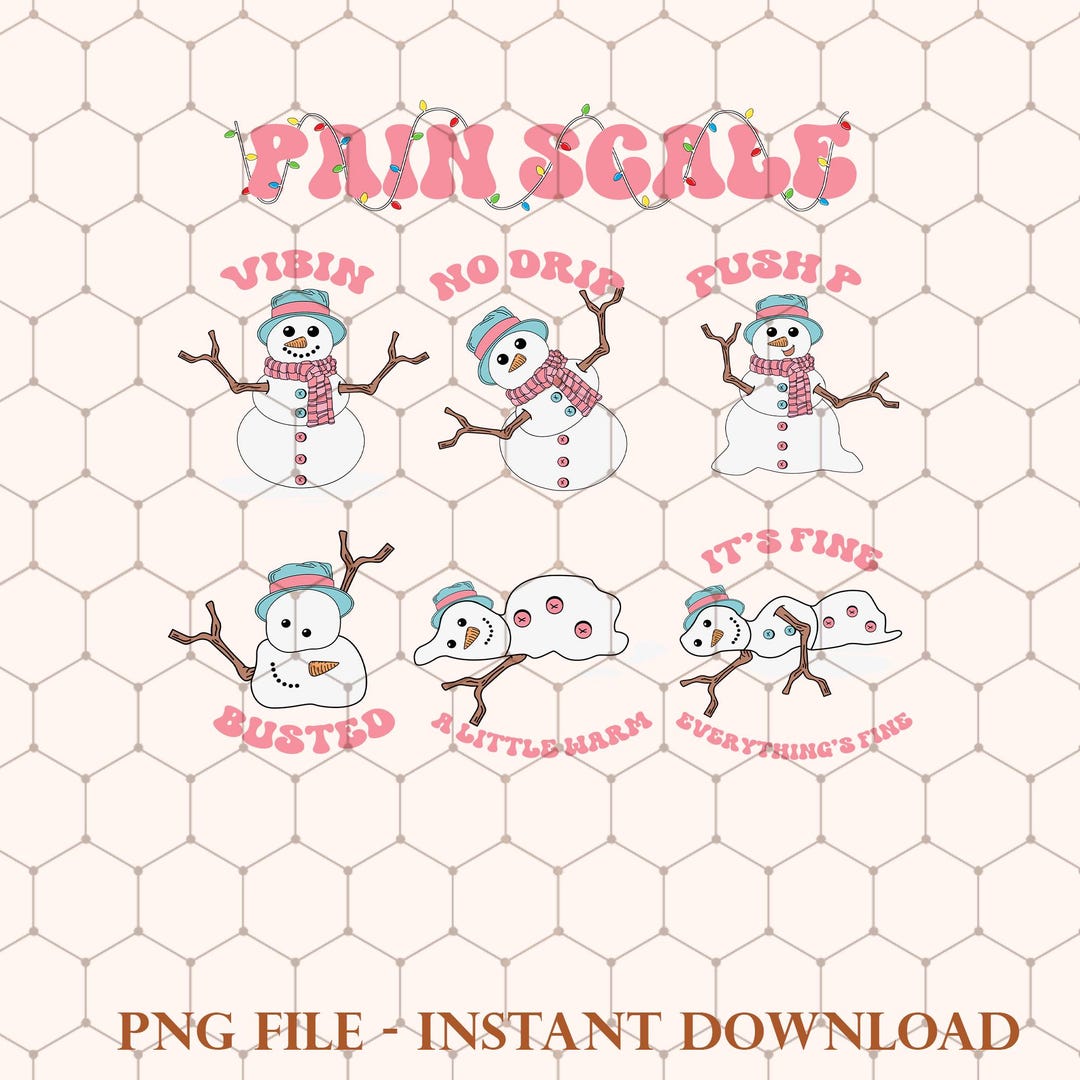 Pain Scale Christmas Snowman Png, Cute Snowman Nurse Christmas Png ...