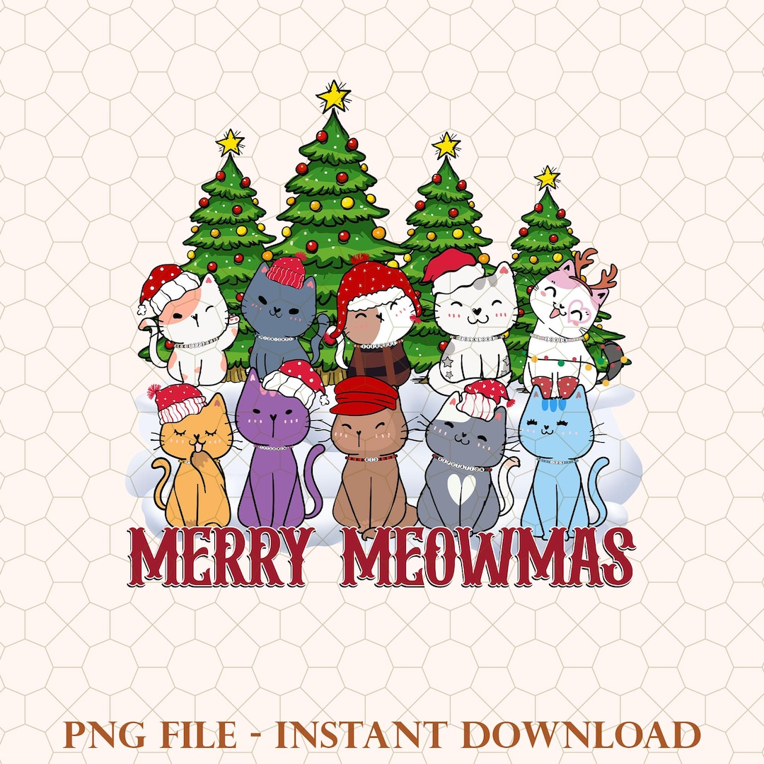 Merry Meowmas Png, Meowy Christmas Png, Merry Catmas Png, Cute Cat ...