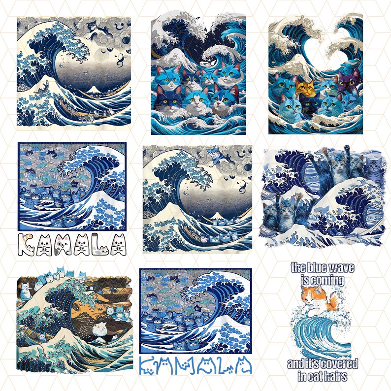 Kamala Harris Blue Cat Wave Bundle Png, Kamala Harris President 2024 ...