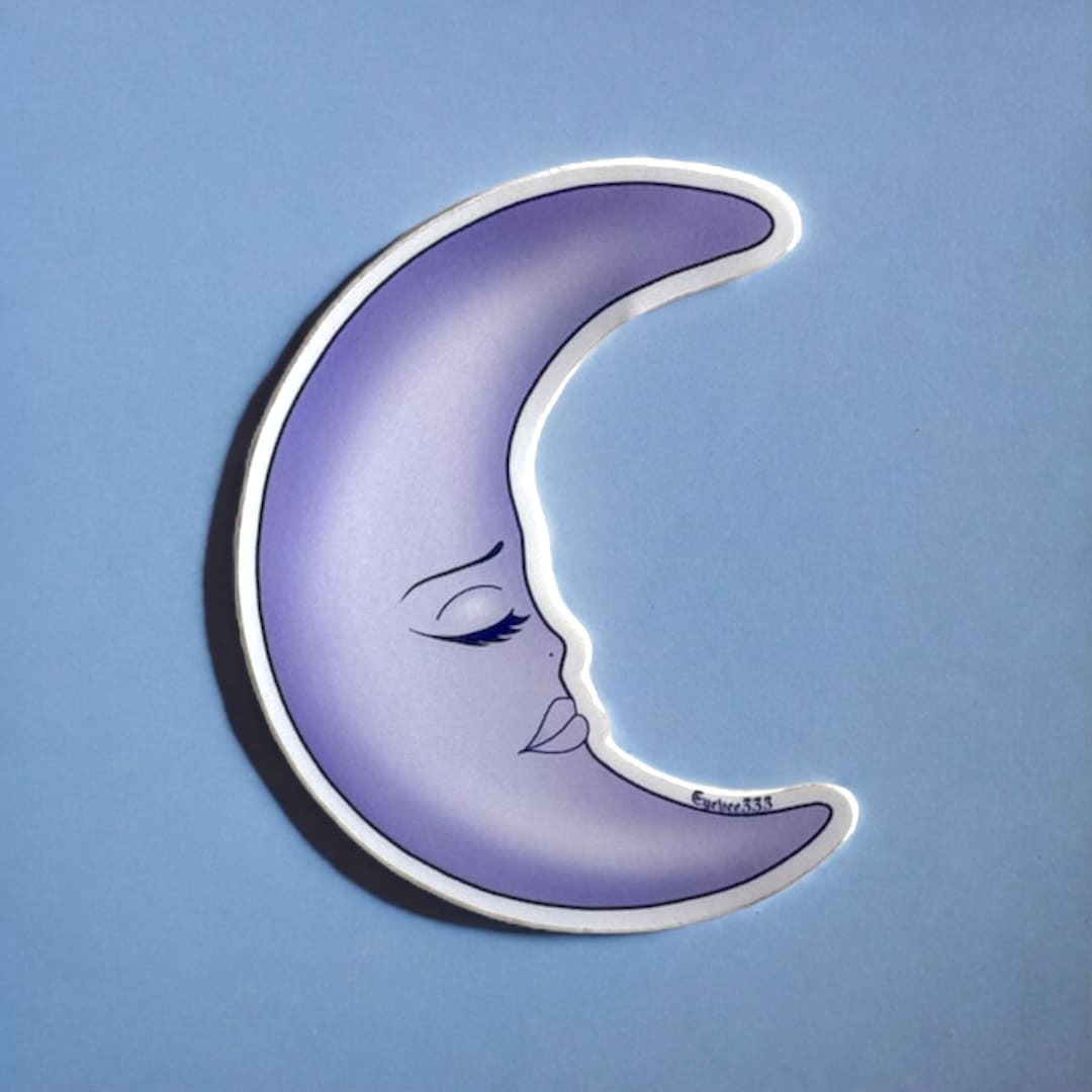 Luna Azul, Blue Crescent Moon 4” Vinyl Sticker - Etsy