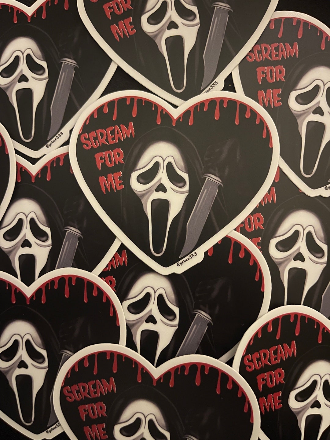 Ghostface grito fan art / rosa Ghostface ojos de corazón pegatina de 3 ...