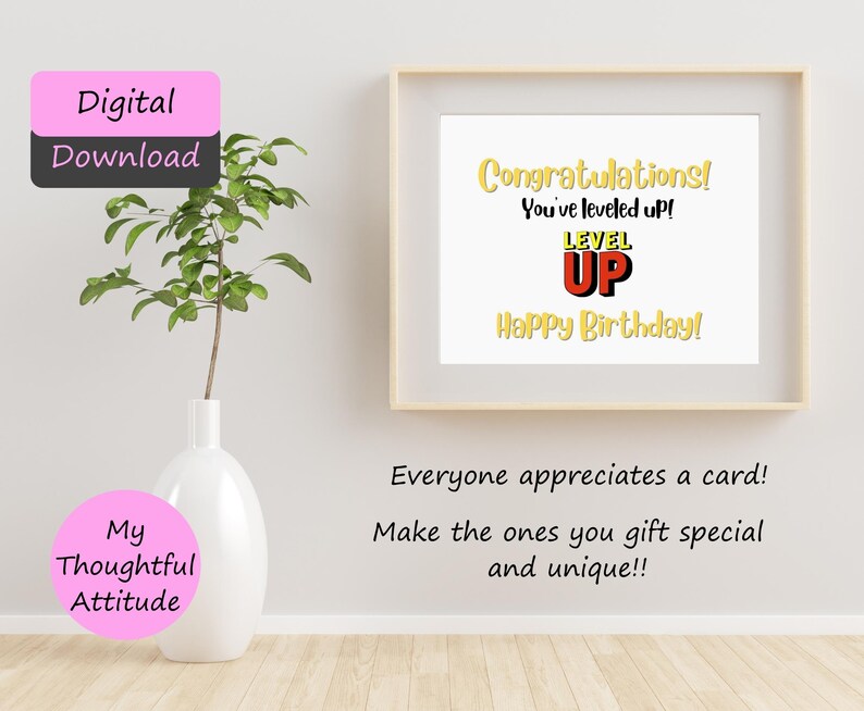 Printable Happy Birthday Card Digital Download Leveled up Card - Etsy ...
