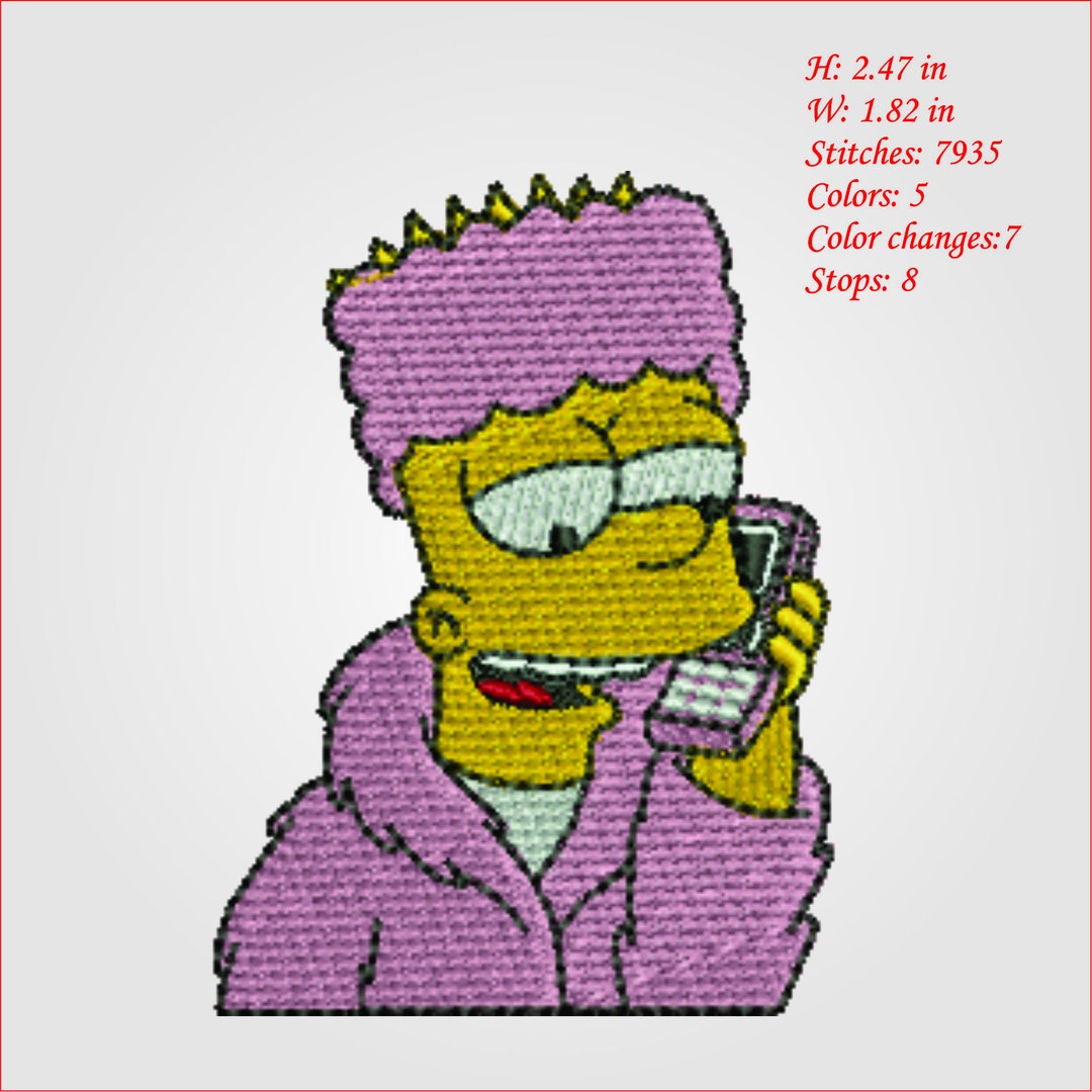 Simpson Embroidery Design, Character Machine Embroidery Design, Cartoon ...