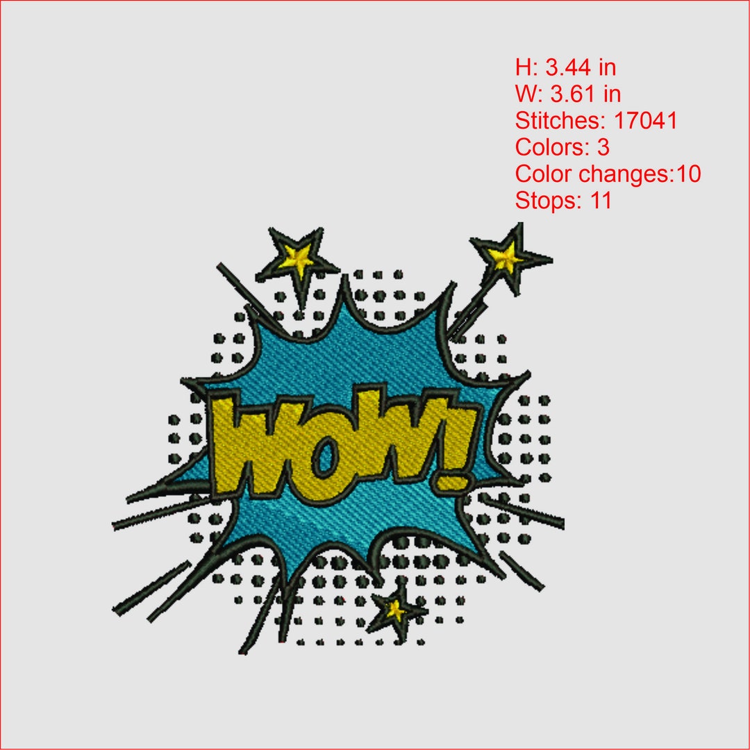 WOW Speech Bubbles Comic Book Embroidery Design Machine - Etsy