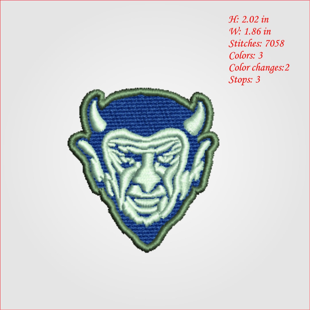 Blue Devil Embroidery Design Character Machine Embroidery - Etsy