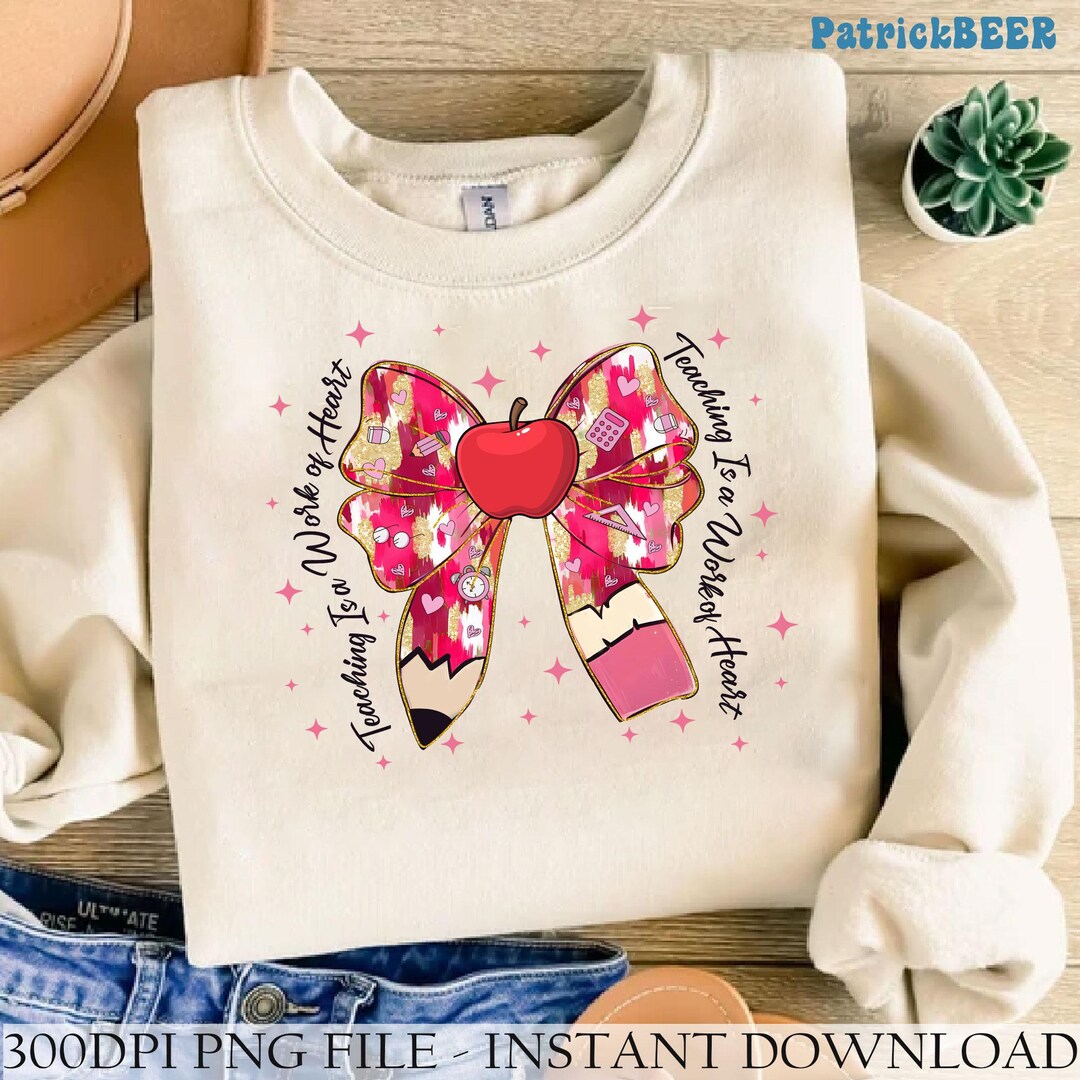 Colorful Coquette Bow Pencil Teacher Valentine Png, Bow Pencil Png ...