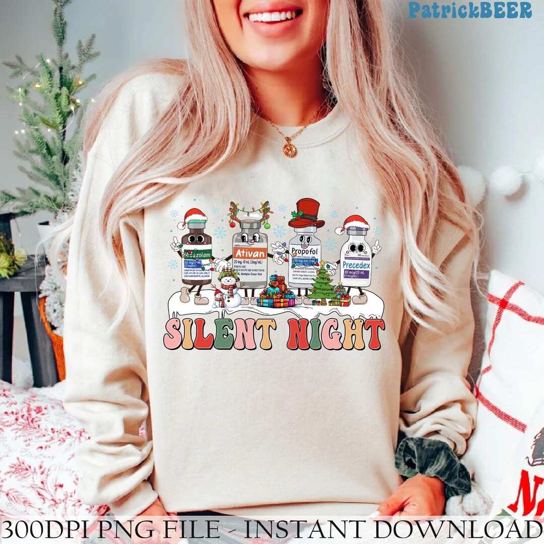 Silent Night Medical Nurse Christmas Png, Nurse Christmas Png, ER ICU ...