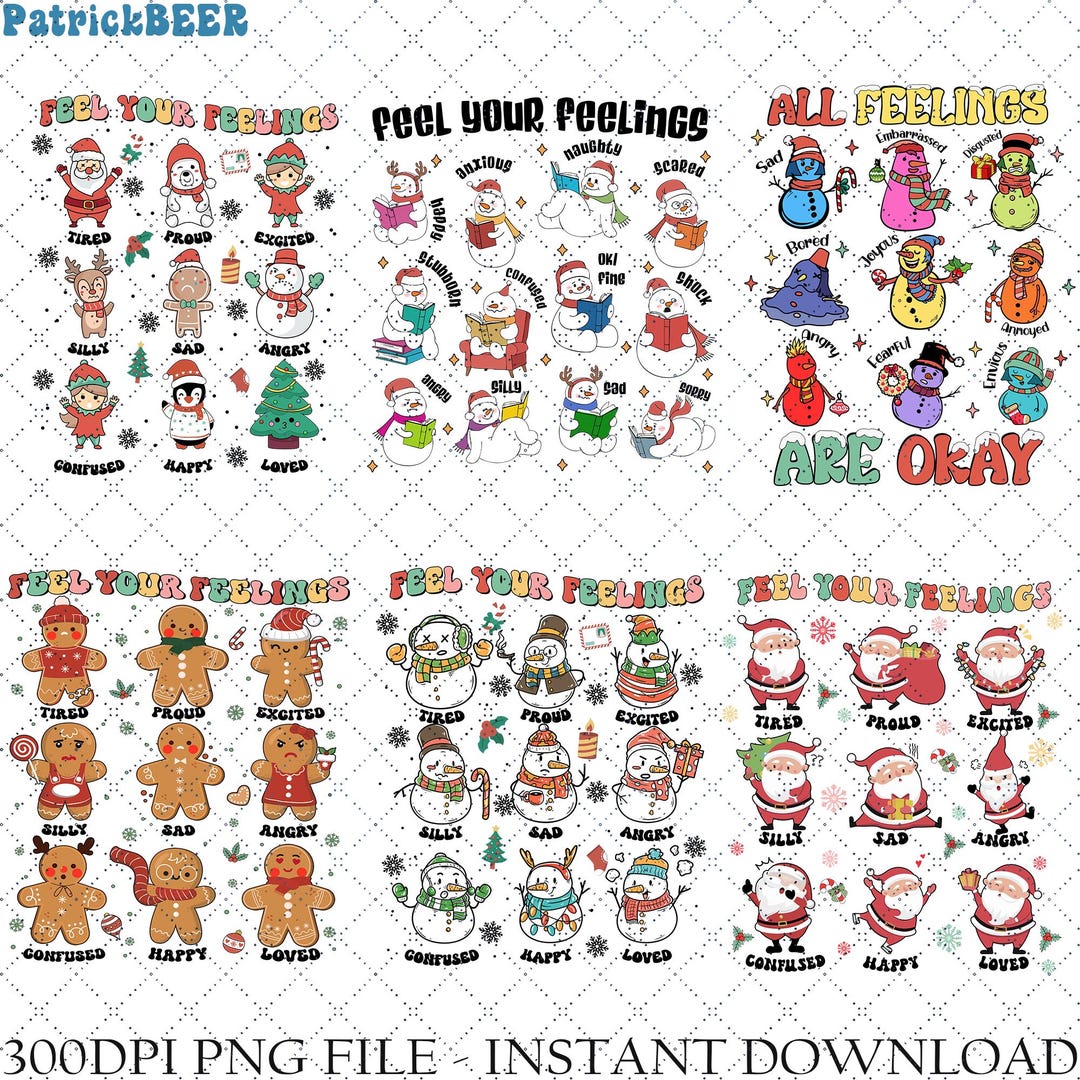 Feel Your Feelings Christmas Bundle Png, Merry Christmas Png, Mental ...