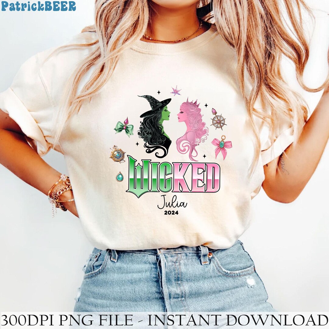 Wicked Custom Name Png, Bundle Wicked Png, Witch Pink and Green Png ...