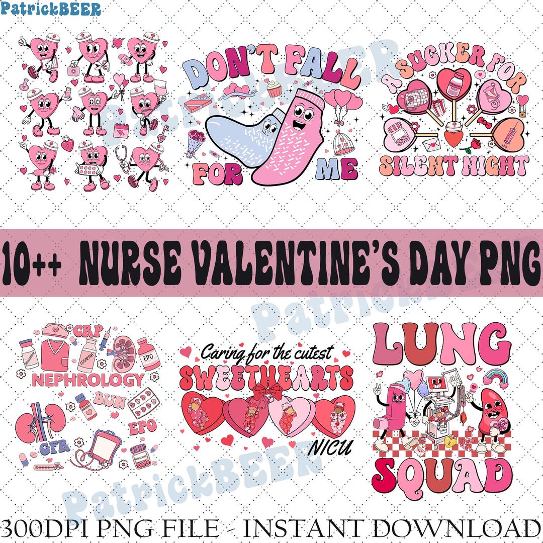 10+ Nurse Valentine Png Bundle, Valentine's Day Png, Retro Valentine ...