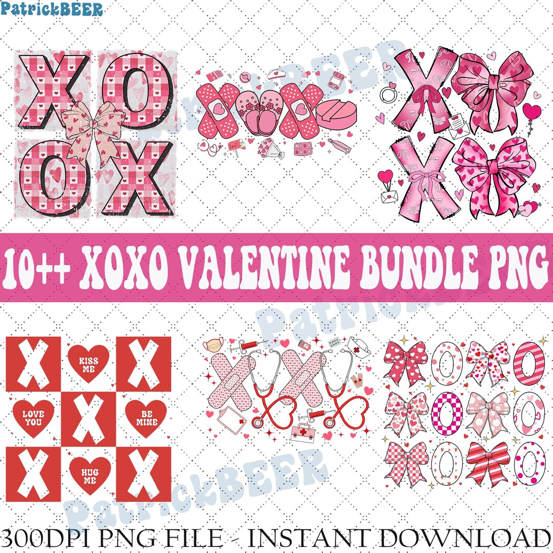 10 XOXO Valentine Bundle Png, Retro Valentine Shirt Design, Vintage ...