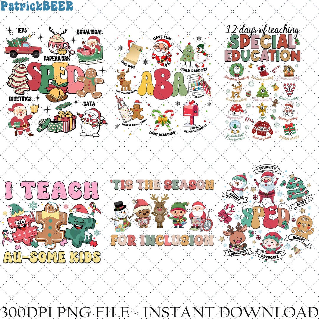 Sped Teacher Xmas Behavior Analyst Bundle Png, Special Education Png ...