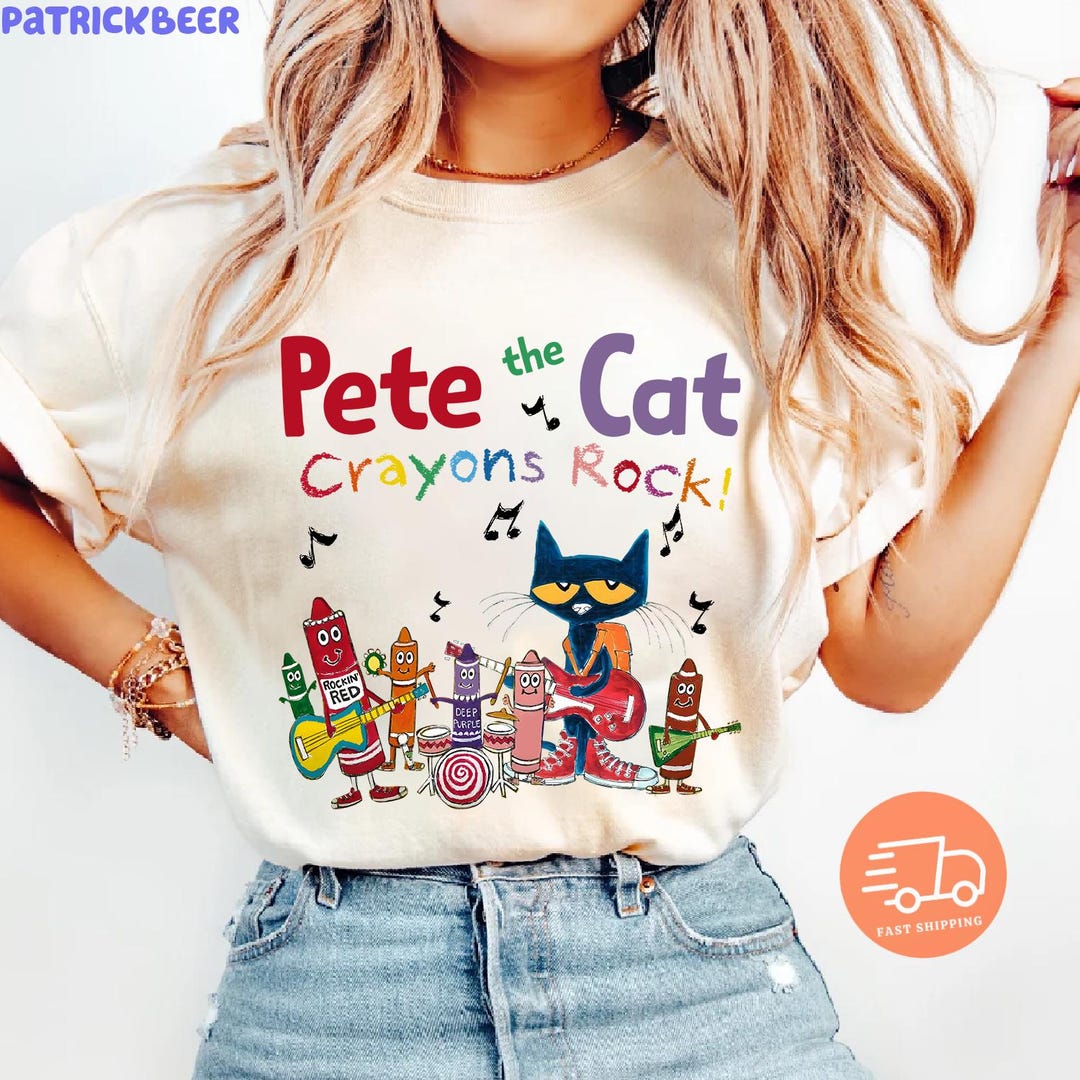 Pete the Cat Crayons Rock Shirt, the Cool Cat Back to School T-shirt ...