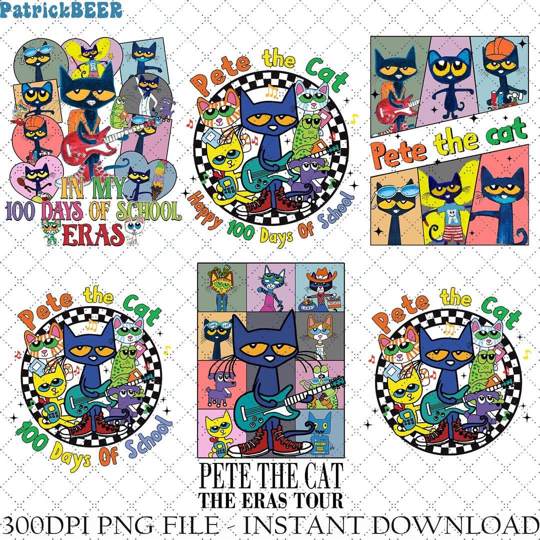 Pete the Cat 100 Days of School Bundle Png, the Pete Cat Png, Children ...