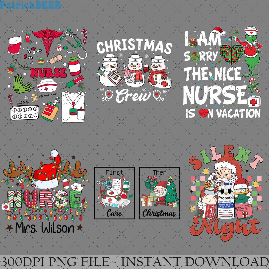 Nurse Christmas Bundle Png, Nurse Christmas Png, ER ICU Nicu Rn Nurse ...