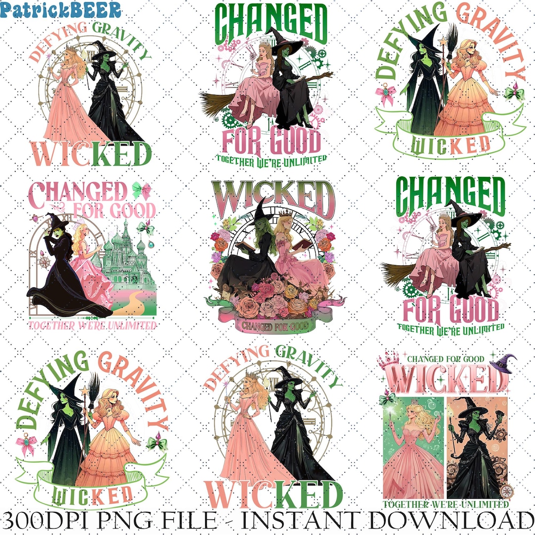 Wicked Movie Elphaba E Glinda Bundle Png, Bundle Wicked Png, Bruxa Rosa ...