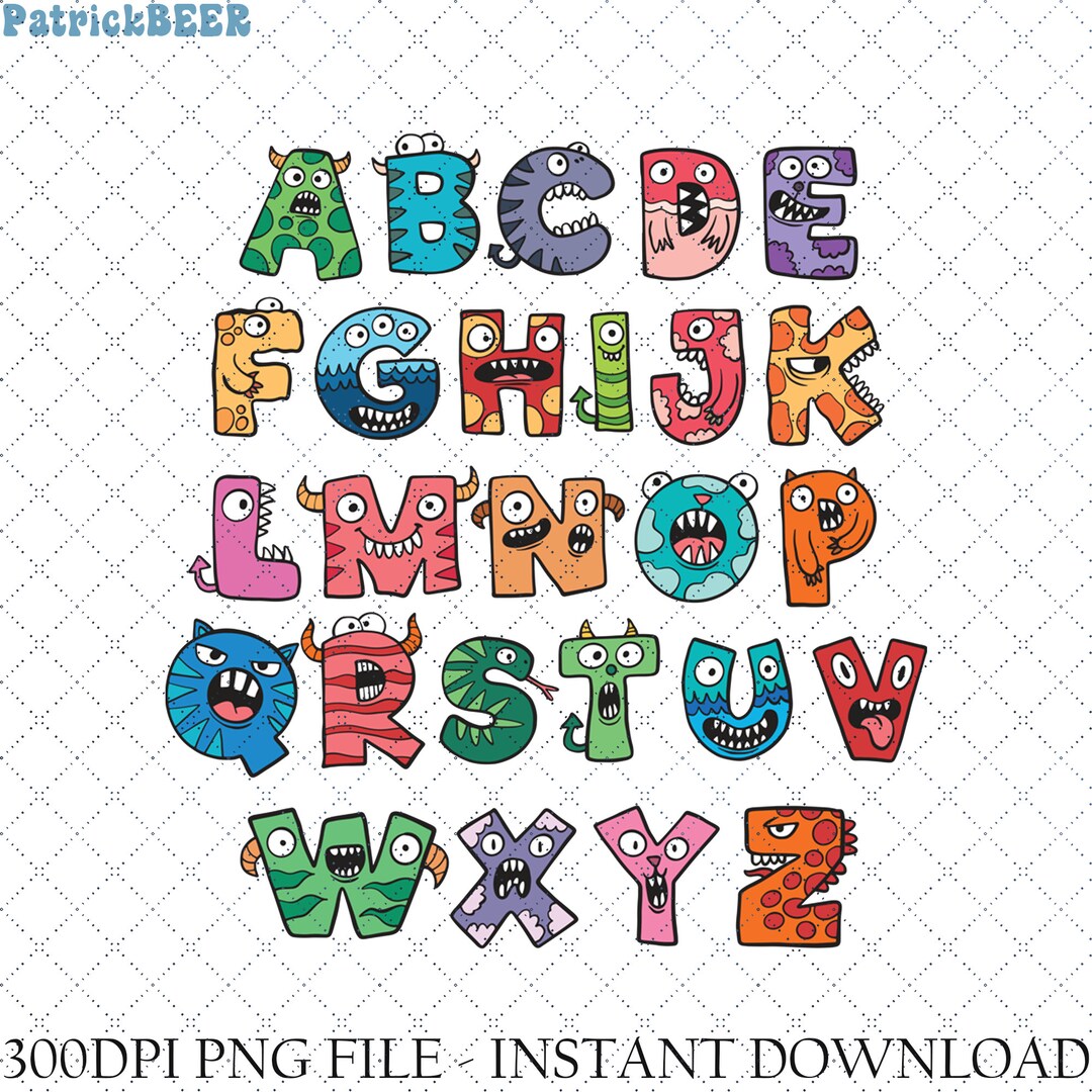 Monster Alphabet Halloween Teacher Costume Png, Halloween Alphabet Png ...