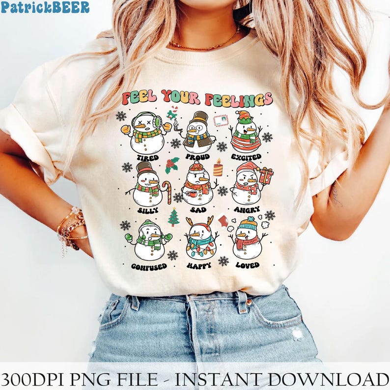 Christmas Feel Your Feelings Png, Mental Health Snowman Png, Christmas ...