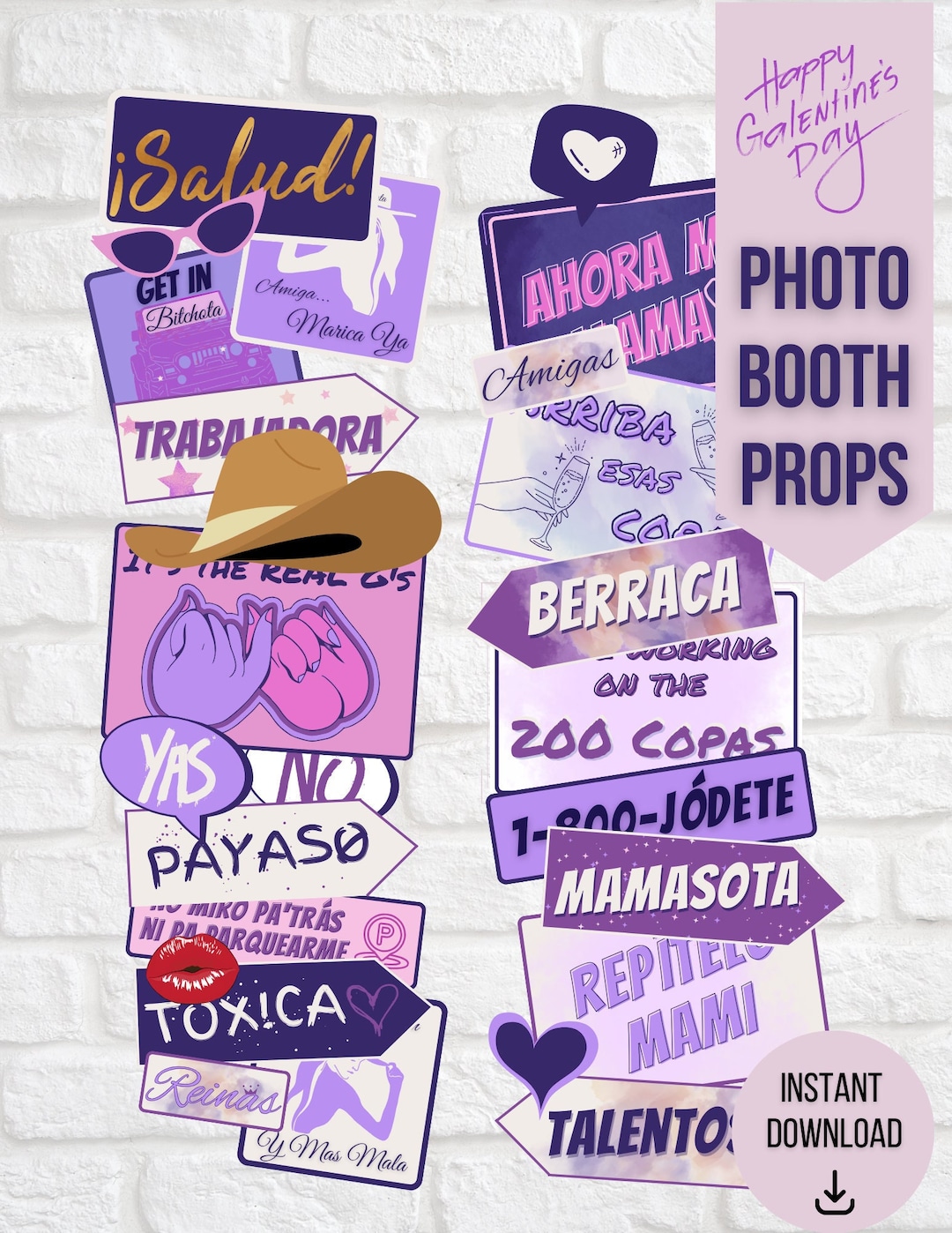 Galentine's Day Photo Booth Props | Empowerher Spanish Party (instant ...
