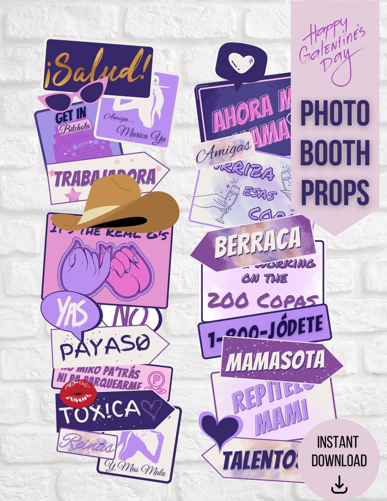 Galentine's Day Empowerher Photo Booth Props 26 Pc. | DIY | Instant ...