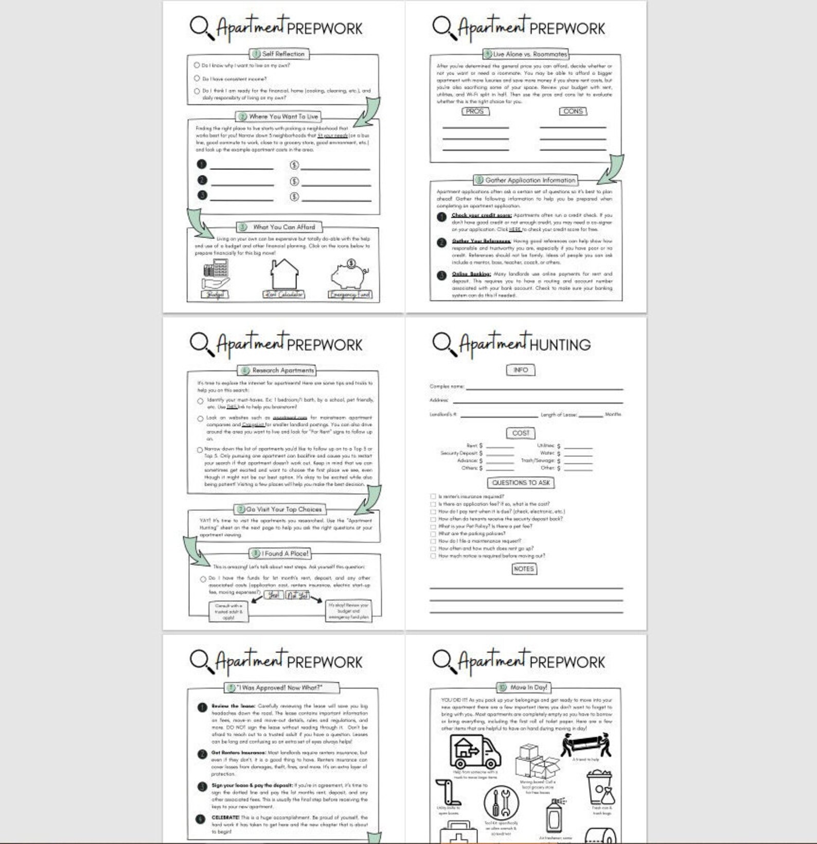 Independent Living Worksheet: How to Find an Apartment (6 Pages ...
