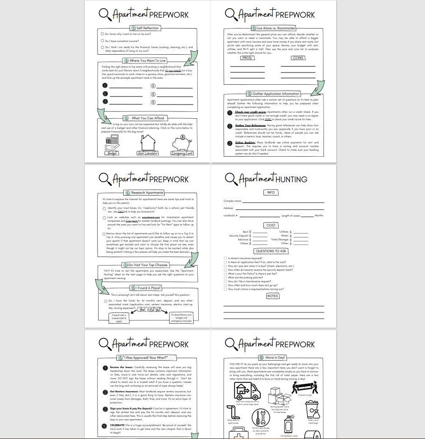 Independent Living Worksheet: How to Find an Apartment (6 Pages ...