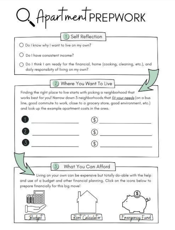 Independent Living Worksheet: How to Find an Apartment 6 - Etsy