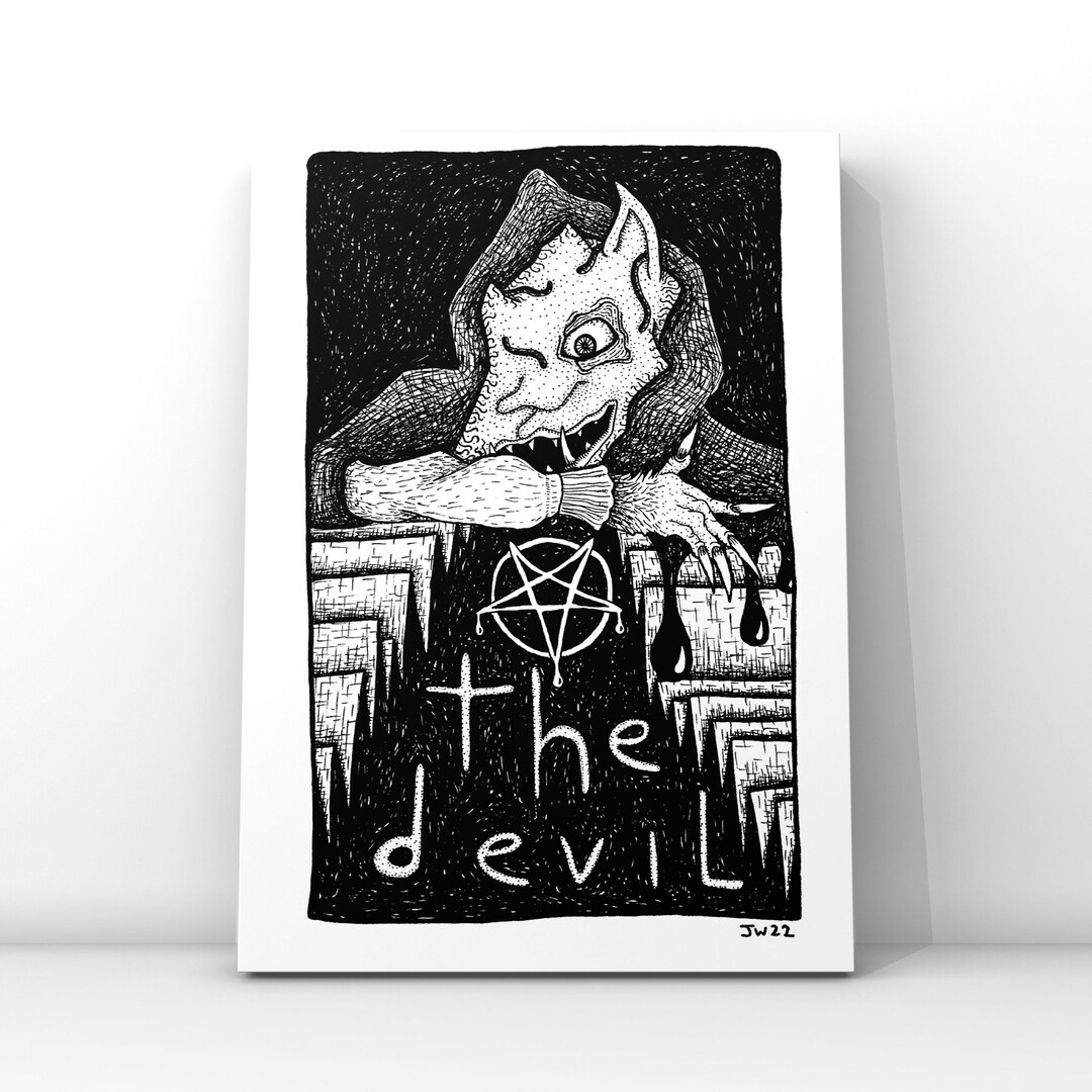 The Devil Dark Art Print Illustration Surreal Weird Quirky - Etsy