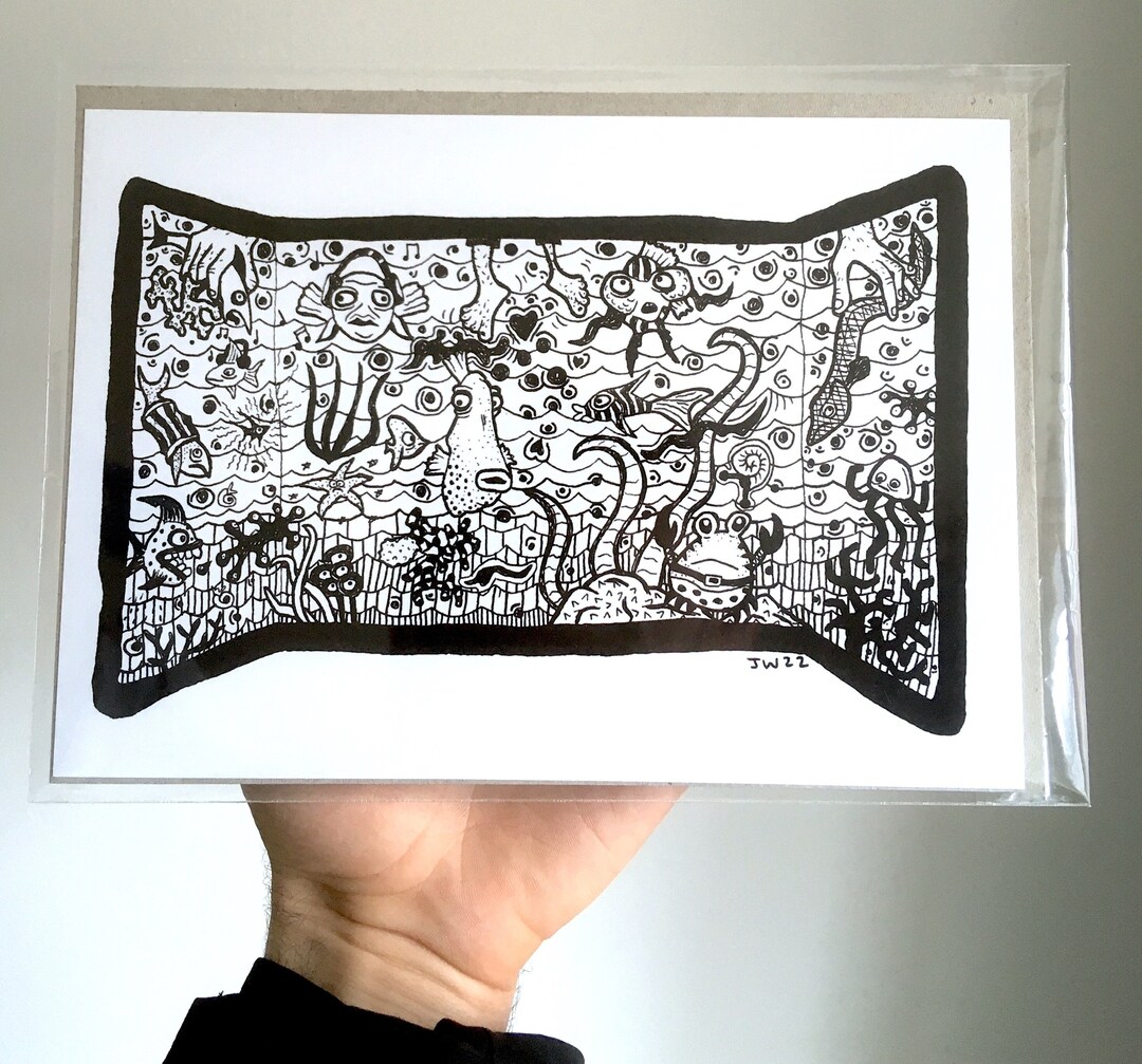 Fish Triptych Art Print Illustration Surreal Weird Quirky - Etsy
