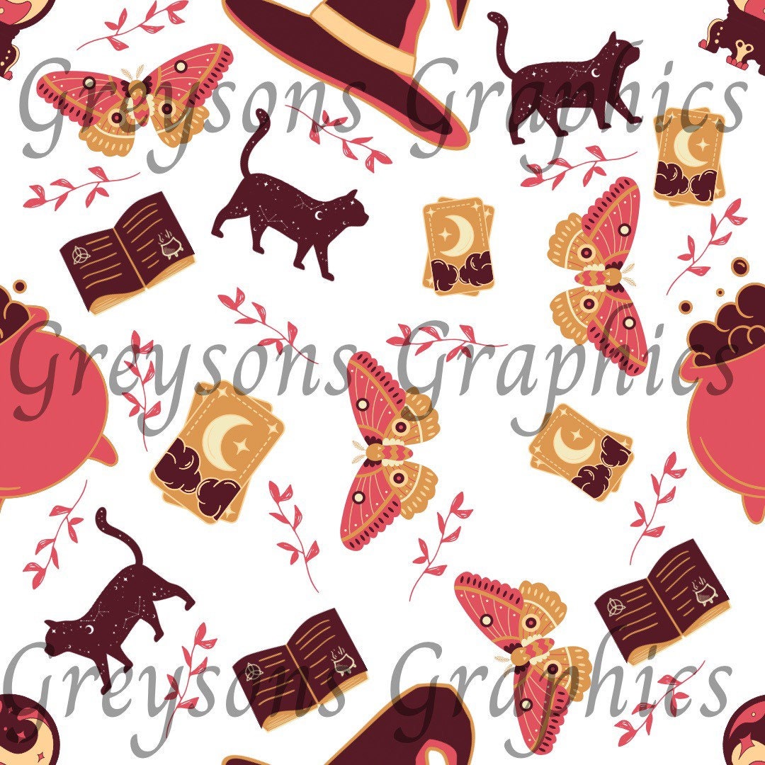 Witchy Seamless Pattern, Tarot Cards, Witchy Vibes, Spell Book ...