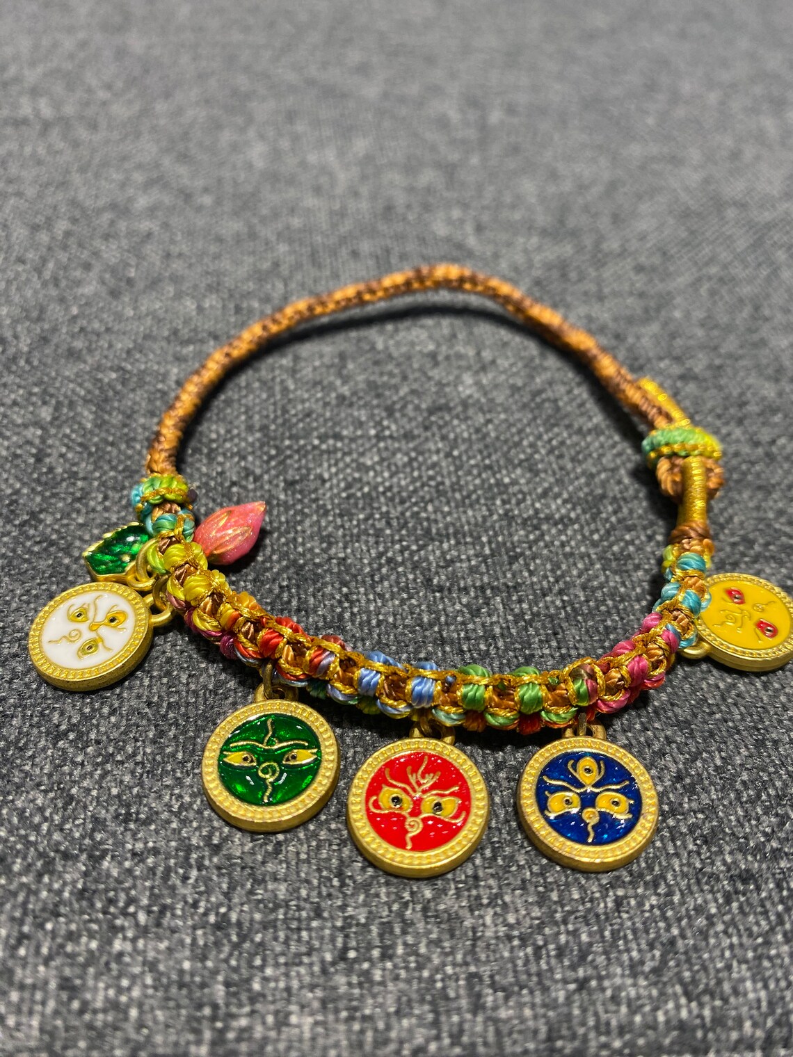 Tibetan Handmade Rope Tangka Handwoven Colorful Rope Five Gods of ...