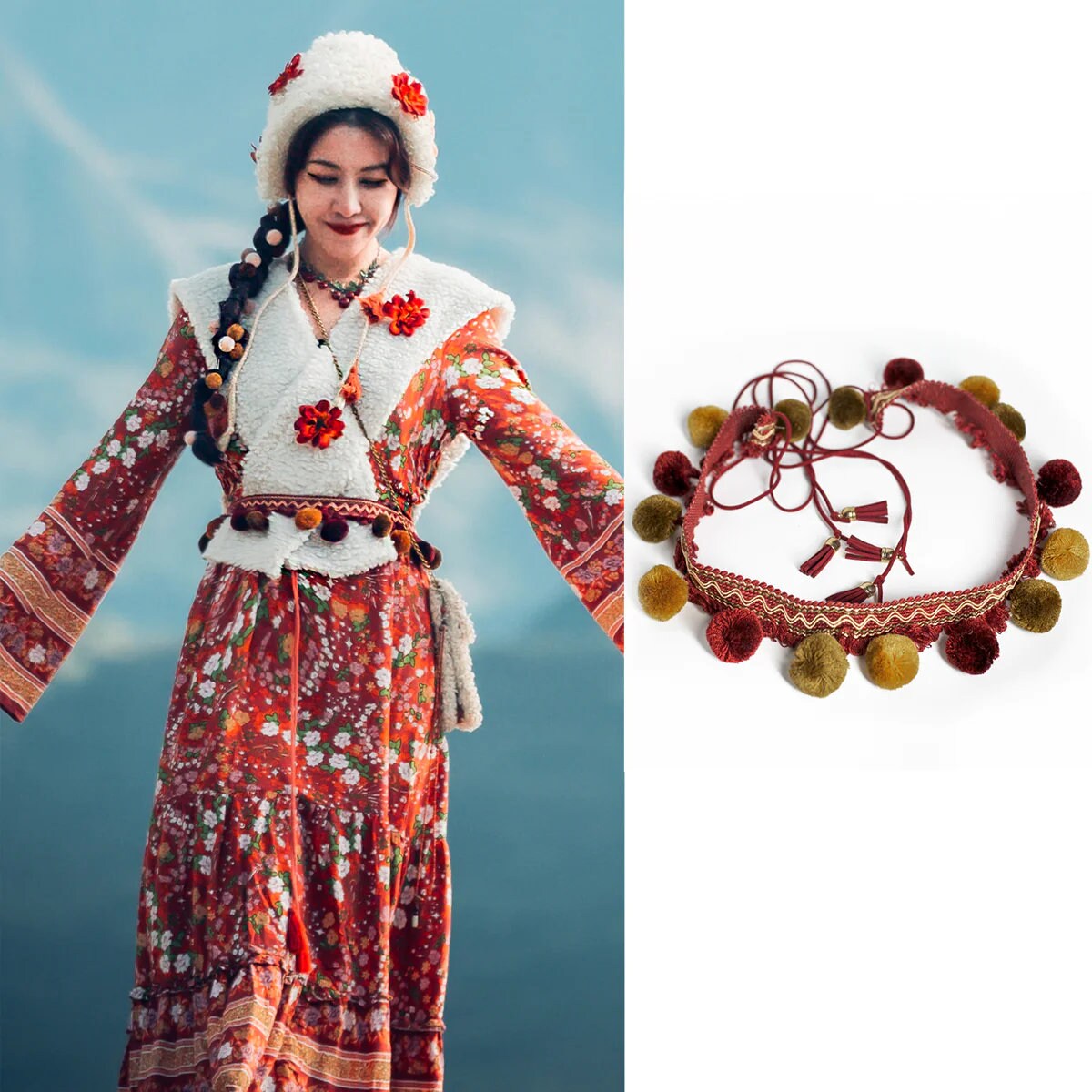 Bandwidth Waist Seal Ethnic Style Tibetan Clothes Robe With - Etsy ...