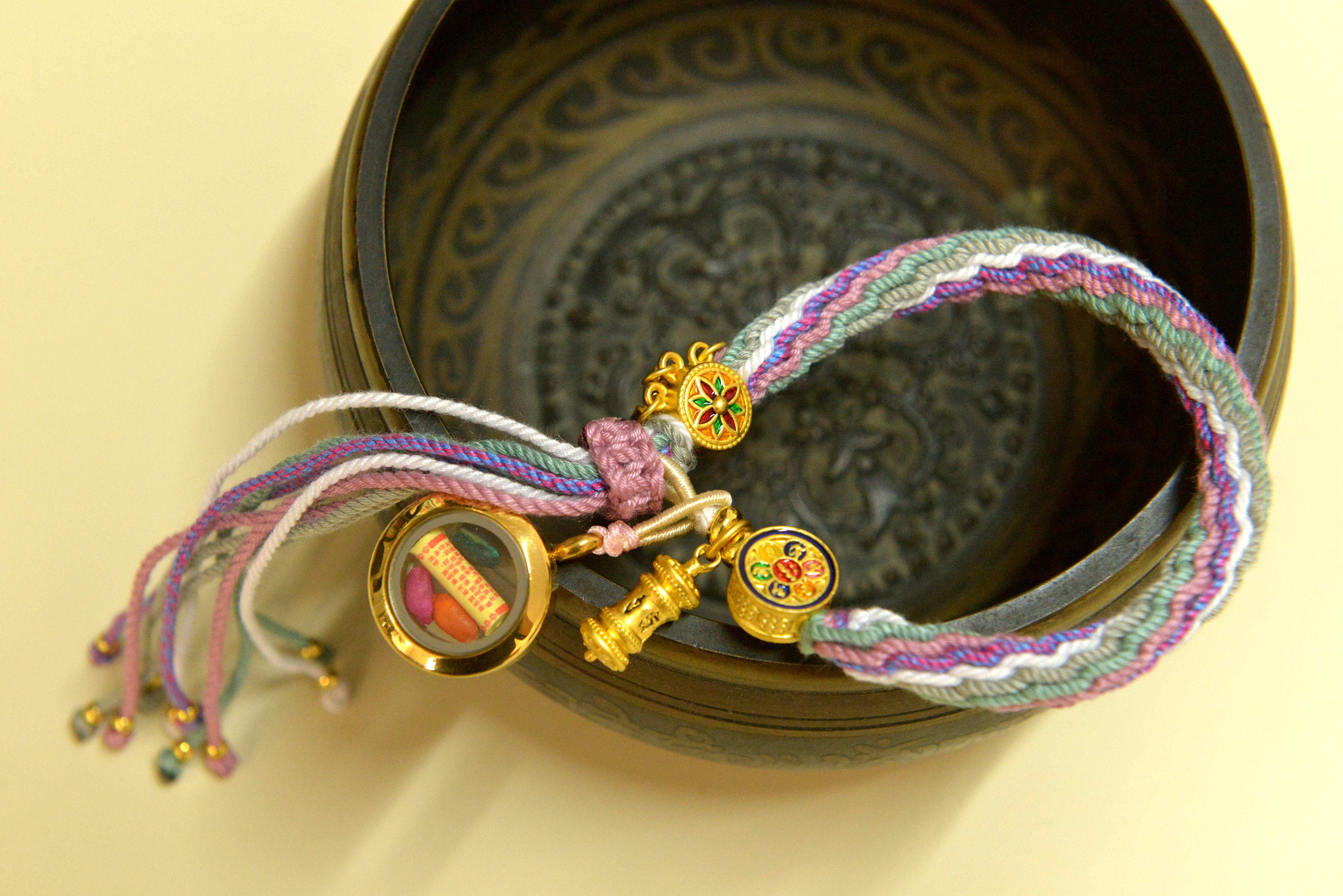 Tibetan Thangka Rope Bracelet: Gawu Box, Ethnic Tieji Style - Etsy