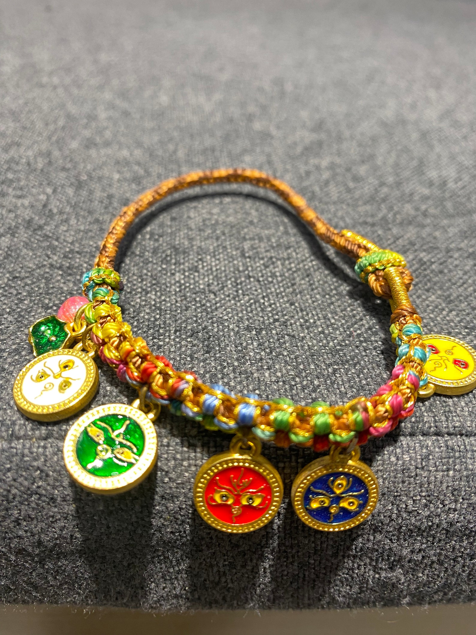 Tibetan Handmade Rope Tangka Handwoven Colorful Rope Five Gods of ...