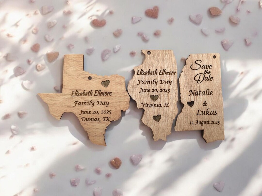 Wooden Map State Favors, Custom State Map Favors, Engraved Wood Logo ...