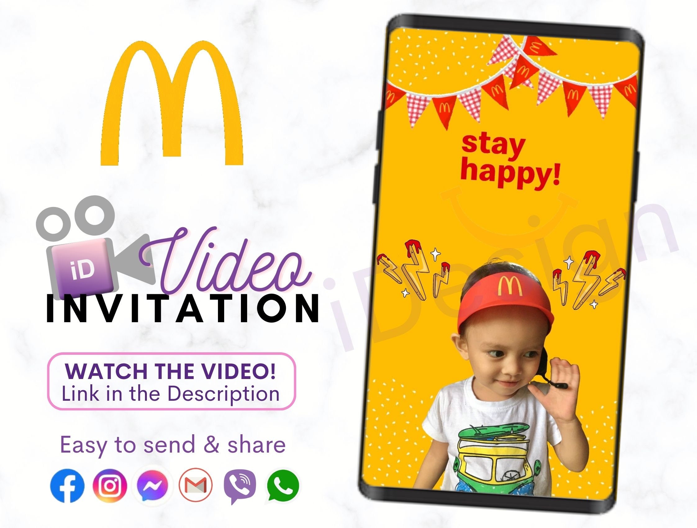Custom Mcdonalds Birthday Invitation Animated Video Invite - Etsy